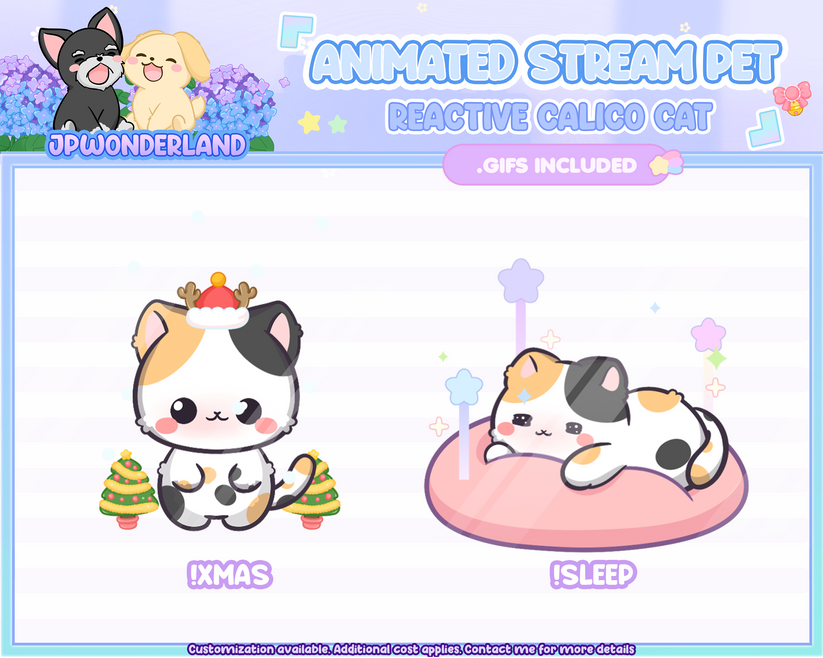 Cute Animated Calico Cat Stream Pet with 15 expressions, reacts to com ...